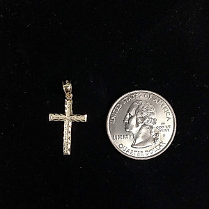 Ioka - 14K Yellow Gold Small Cross Pendant Religious Charm Thin Pendant For Necklace or Chain
