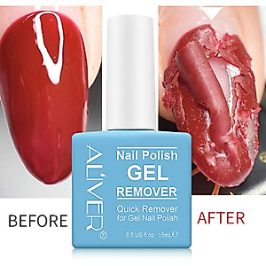 Gel Nail Polish Remover, Nail Polish Remover for Gel Nails, Ultra-Powerful Nail Polish Remover for Natural, Soak-Off Gel Polish in 2-5 Minutes (with 1Pcs Cuticle Pusher and Nail Polish Scraper)