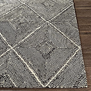 Mark&Day Wool Rugs, 5x7 Rugdijk Global Black Area Rug, Black Beige Carpet for Living Room, Bedroom or Kitchen (5' x 7'6")