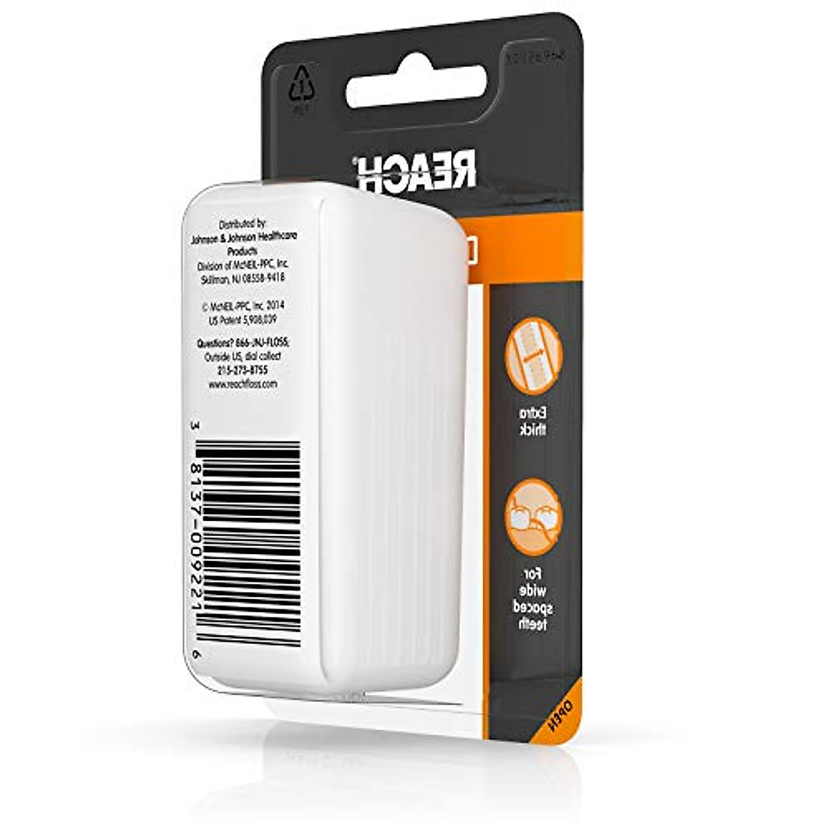 Reach Dentotape Waxed Dental Floss with Extra Wide Cleaning Surface for Large Spaces between Teeth, Unflavored, 100 Yards (Pack of 5)