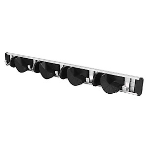 Housoutil Wall Hanging Hooks Alumimum Mop Rack Rail Rack Abs Heavy Metal Coat Hanger