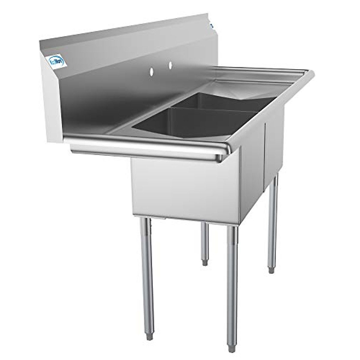 KoolMore 2 Compartment Stainless Steel NSF Commercial Kitchen Prep & Utility Sink with 2 Drainboards - Bowl Size 15" x 15" x 12", Silver,SB151512-15B3
