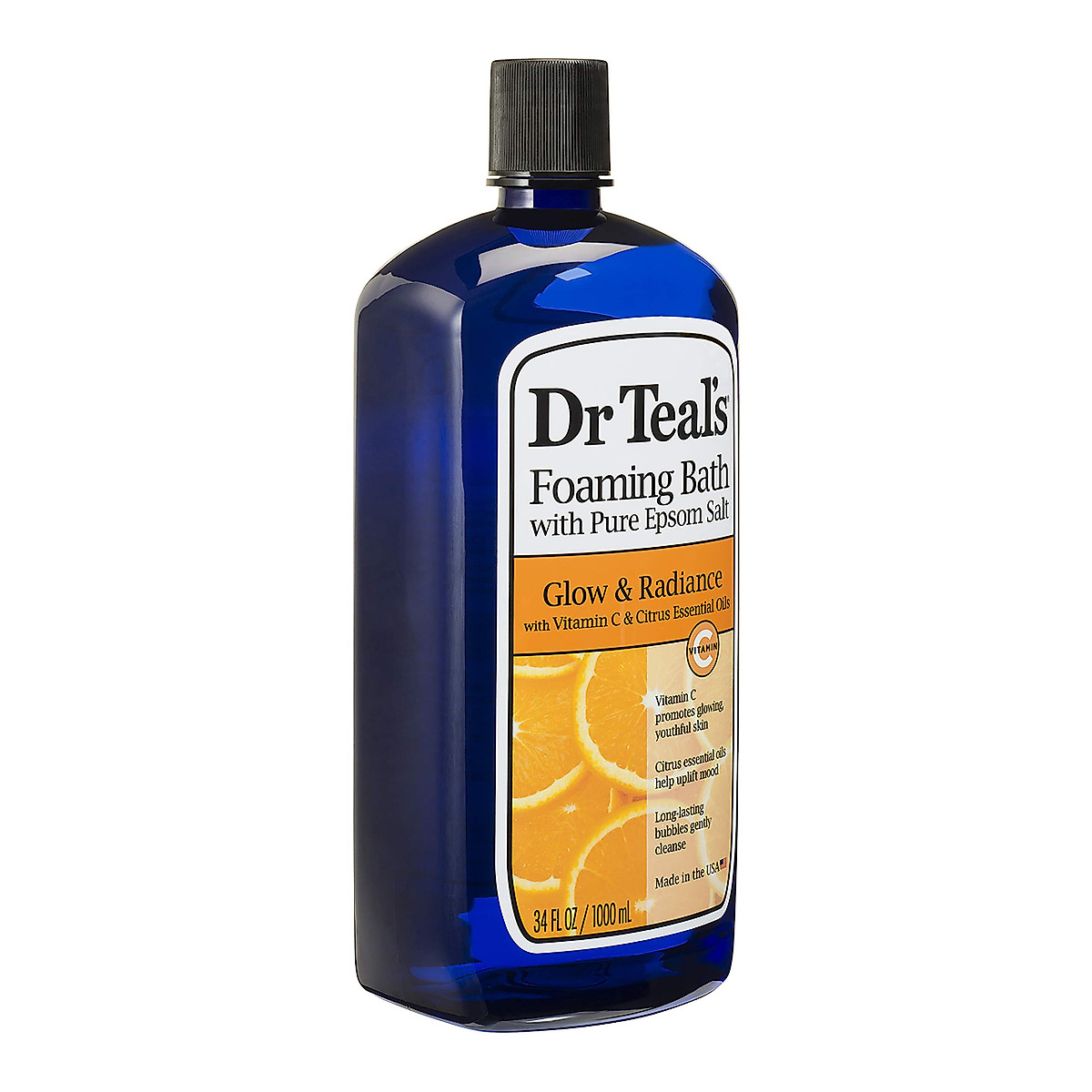 Dr Teal's Foaming Bath Variety Gift Set (2 Pack, 34oz Ea.) - Glow & Radiance Vitamin C & Citrus, Detoxify & Energize Ginger & Clay - Essential Oils with Epsom Salt - Treat Your Skin, Senses & Stress