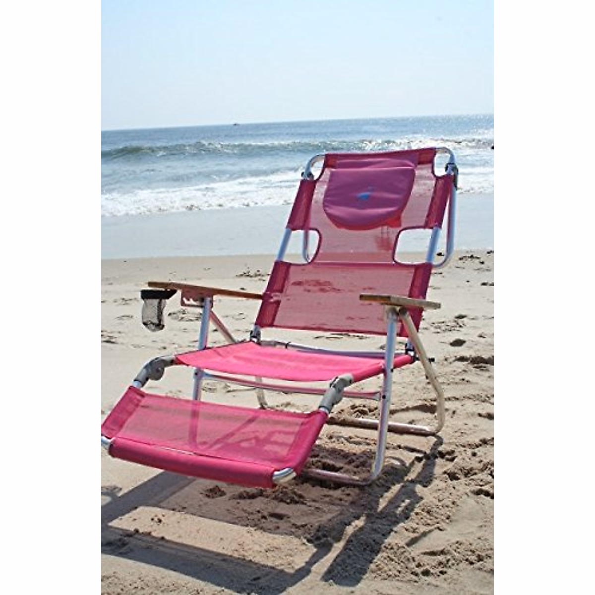 Ostrich 3N1 Lightweight Lawn Beach Reclining Lounge Chair with Footrest, Outdoor Furniture for Patio, Balcony, Backyard, or Porch, Pink