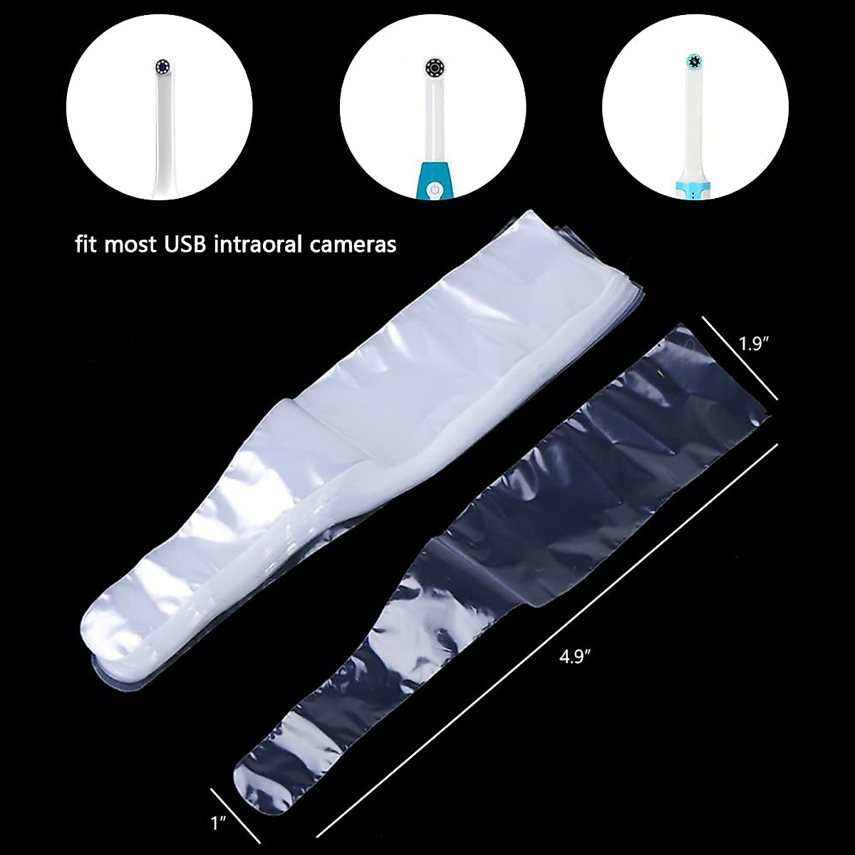 Disposable Intraoral Camera Sleeves - Dental Endoscope Sheaths Supplies, 9.4"x1"x1.7", 500Pcs/Box