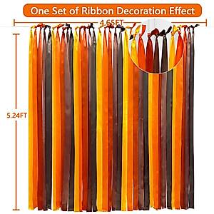Fall Party Decorations Ombre Brown Orange Yellow Satin Ribbon Streamer Backdrop 197 Ft × 1.97" Wide Fringe Hanging Ribbon Garland for Wedding Birthday Bridal Shower Autumn Thanksgiving Party Supplies