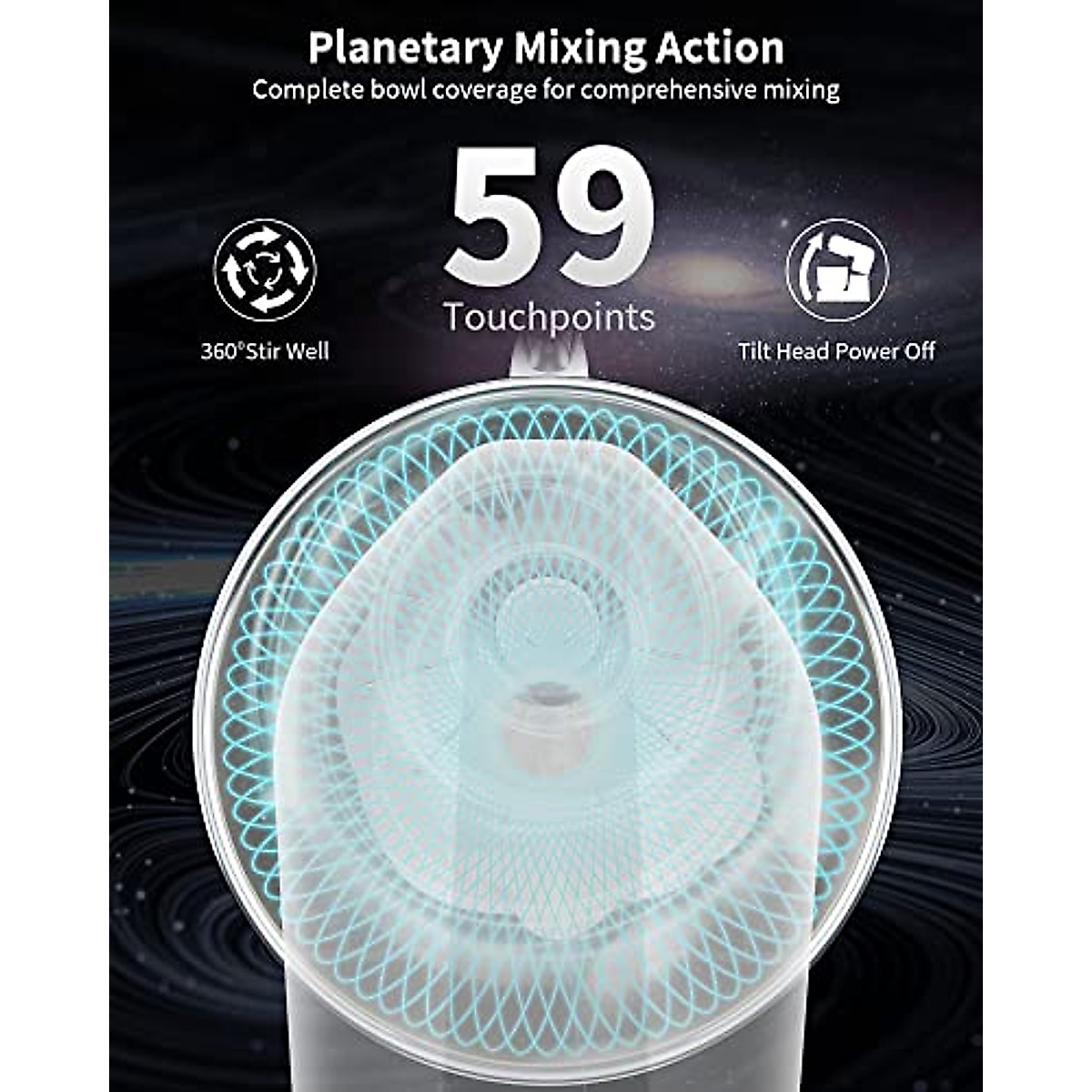 Stand Mixer, CWIIM 10+P Speed 5 QT Food Mixer with Dough Hook Whisk Beater Splash Guard Mixing Bowl, Tilt-Head Kitchen Electric Mixer for Baking Egg Bread Cakes Cookie Pizza Salad (White)