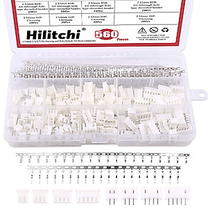 Hilitchi 560Pcs 2.54mm 2/3/4/5 Pin Housing and Male/Female Pin Head Connector Adapter Plug Set Perfectly Compatible with JST-XHP