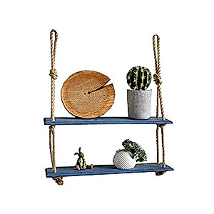 PIBM Stylish Simplicity Shelf Wall Mounted Floating Rack Shelves Wooden Store Display 1 Layer/ 2 Layers / 3 Layers / 4 Layers,4 Colors, Blue , 49.5X14X63cm