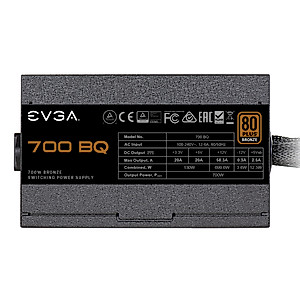 EVGA 700 BQ, 80+ Bronze 700W, Semi Modular, 5 Year Warranty, Power Supply 110-BQ-0700-V1