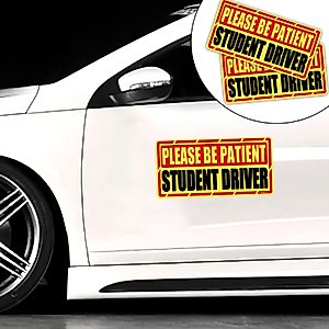 Botocar Student Driver Car Magnet, 2 Pack Super Large Please Be Patient Student Driver Signs for Car, Reflective New Driver Vehicle Bumper Magnetic Sticker, Novice Driver Safety Warning Sign, 12×6in