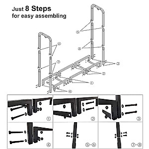 Artibear Firewood Rack Stand 4ft With Log Holder Cover For Outdoor Indoor Fireplace Wood Pile Storage Stacker Organzier