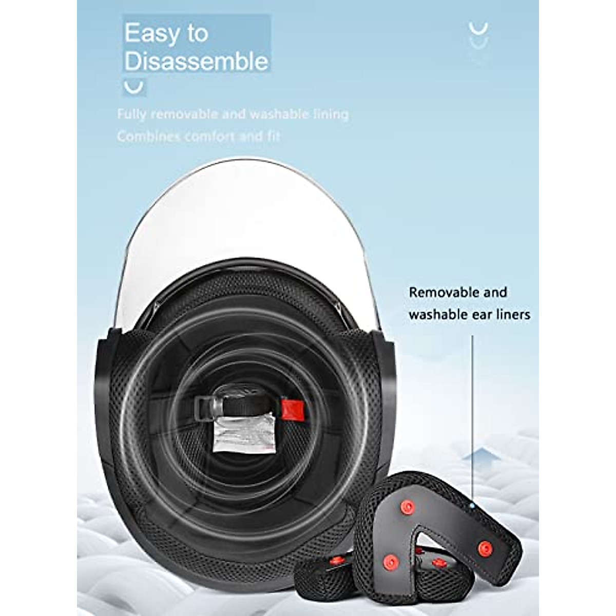 Scooter Motorcycle Helmet DOT Approved, Retro Open Face Motorcycle Helmet with Quick Release Buckle, Motorcycle Half Helmet Adult Men Women, Motorbike Street Bike Moped Racing Helmet-F-58-62CM