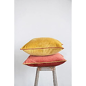 Creative Co-Op Cotton Velvet Mustard Color Piping Pillow, 24" L x 24" W x 2" H, Orange