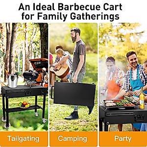 Outafurnia Outdoor Grill Table Stand, Folding Grill Carts, Portable Blackstone Griddle Stand with Shelf,Stable Outdoor Cooking Prep Table with Wheels for BBQ, Camping and Parties