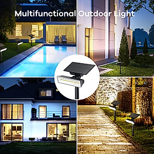 Linkind Solar Spot Lights, Upgraded 54 LEDs Daylight Solar Outdoor Lights, IP67 Waterproof Landscape Spotlights, Dusk-to-Dawn Solar Lights for Garden Pathway Yard Tree Driveway Patio Walkway Pool