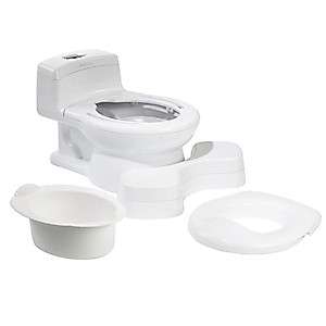 The First Years Super Pooper Potty Training Toilet Plus Potty Seat with Foot Rest — White — 2-in-1 Toddler Toilet Seat and Potty Chair