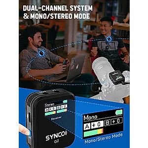 SYNCO G2(A2) Wireless Lavalier Microphone and an Extra 6M Cord lavalier Microphone
