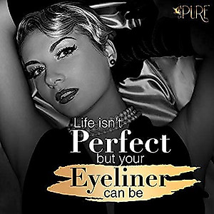 LA PURE Waterproof Liquid Eyeliner Stamp Winged Eyeliner Tool 2x Cat Eye Winged Eyeliner Stamp & Fine Tipped Pen Eyeliner Stencil Smudge Proof Black Eye Liner Tiktok Trend Items Wing Stamp Black 10mm