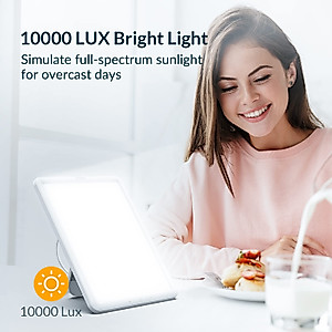 KLEAH Light Therapy Lamp, Sun Lamp with 10000 Lux LED UV-Free, Seasonal Light for Happy Mood with 9 Adjustable Brightness & Timer, Wall Mountable, Flexible Lighting Angle for Home Office Traveling