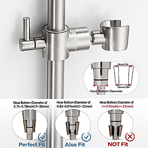 Shower Slide Bar Adjustable Handheld Shower Head Holder Wall Mount - 15inch All-Metal Shower Head Slide Bar Compatible with Bathroom Drill Free Glue Installation - Brushed