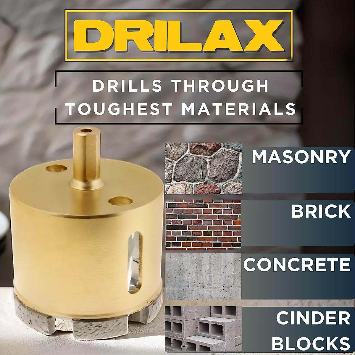 4-1/2 Inch Masonry Hole Saw, Diamond Hole Saw, Heavy Duty Dry Core Hole Saw for Concrete Hole Saw Bit Brick, Cinder Block, Core Drill Guide Included Extra Long Depth of Cut