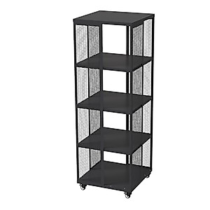 XYZTech Industial Style Shelving Open Shelves with Wheels Cold Rolled Steel Rolling Shelf 4-Tier Display Rack Shelf Unit on 360° Casters
