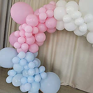 Pastel Pink Blue White Balloons Garland Kit 128 pcs 18 inch 10 inch 5 inch Latex Balloons Arch for Baby Shower Birthday Wedding Engagement Anniversary Christmas Party Decorations