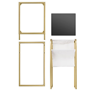 HAWOO Rectangle Nightstand, C Shaped End Snack Side Table Slide Under Couch with Glass Top and Storage for Sofa Coffee Laptop Living Room Bedroom Small Space, 18.5" L x 12" W x 24" H