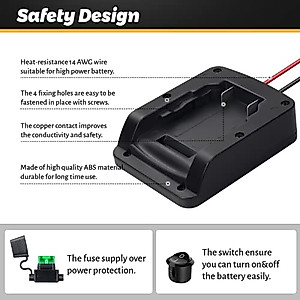 Power Wheel Adapter for DeWALT 20V Lithium Battery with Wire Terminals, 14 Gauge Wire,Power Convertor for Robotics,Work Lights and DIY RC Toys Adapter Set (Black)