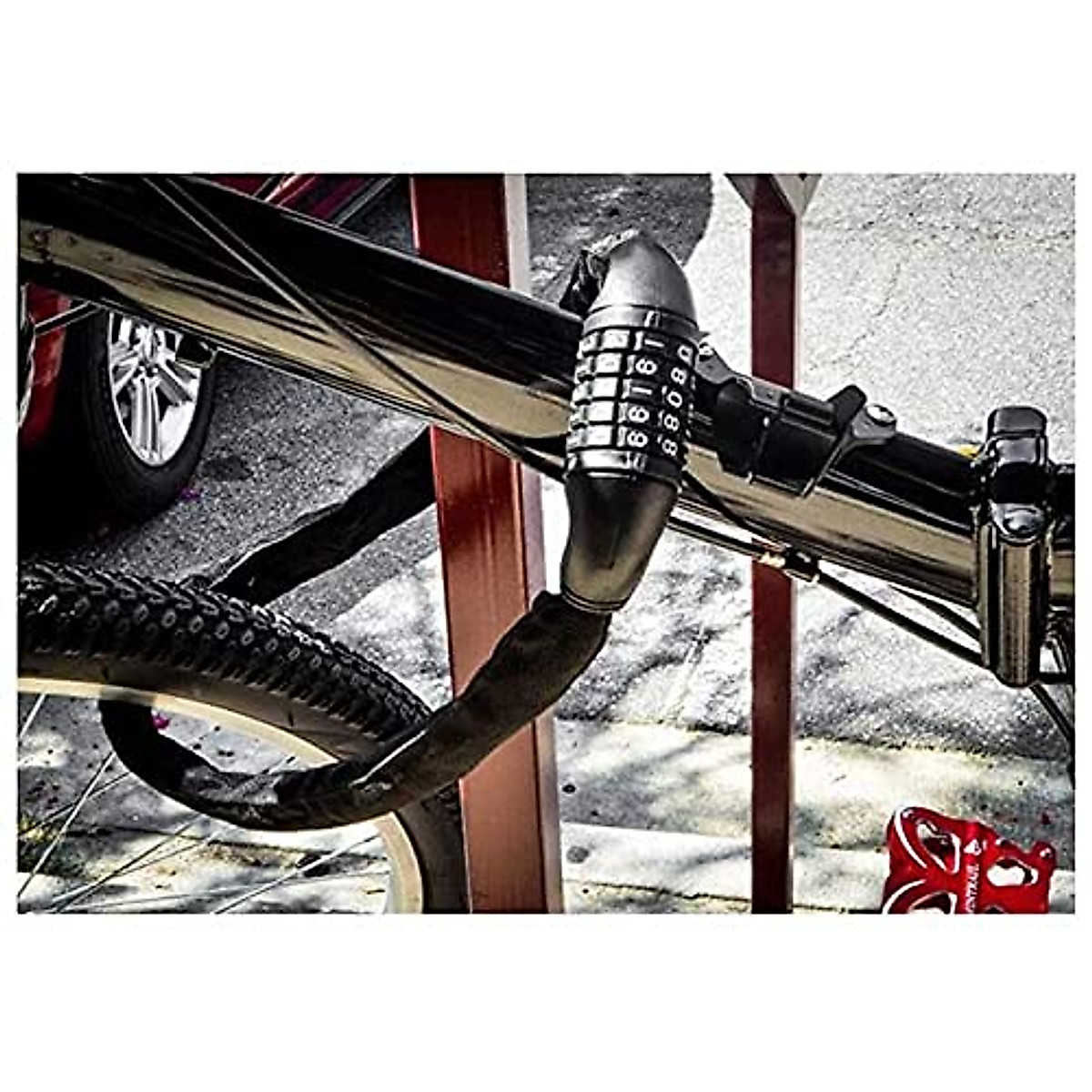 Bicycle Lock, Mountain Bike Anti-Theft Chain, Combination Lock, Suitable for Bicycles, Motorcycles and Electric Vehicles(Color:Black)