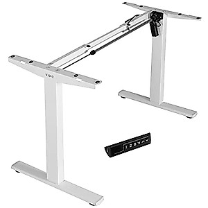 VIVO Electric Stand Up Desk Frame Workstation, Frame Only, Single Motor Ergonomic Standing Height Adjustable Base with Memory Controller, White, DESK-V100EWY