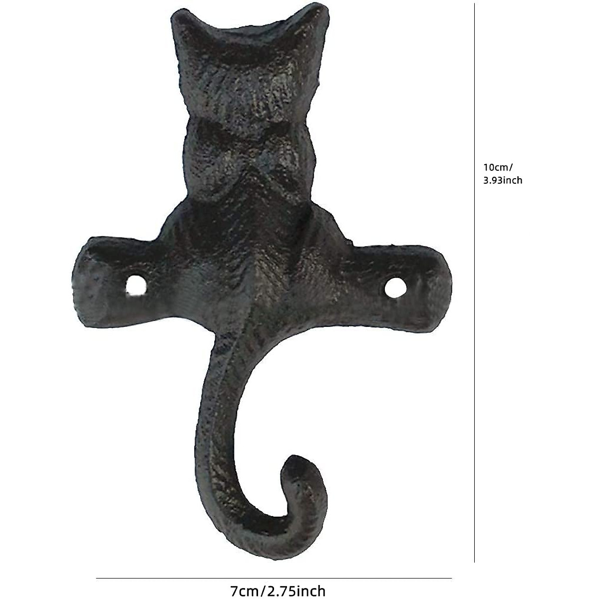 DPOWERFUL Coat Hooks Cat Wall Hooks Cast Iron Coat Hooks Towel Hooks Metal Rustic Key Hooks Vintage Decorative Wall Decor with Screws Antique Dark Rust 3 Pack