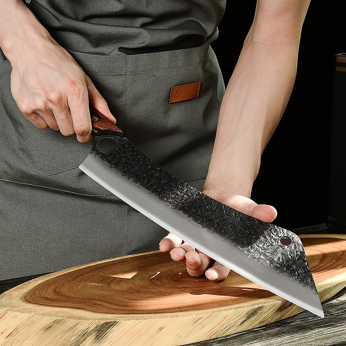 XYJ 12 Inch Extra Long Chef Knife Full Tang Razor Sharp Watermelon Slaughter Knives (Style3)