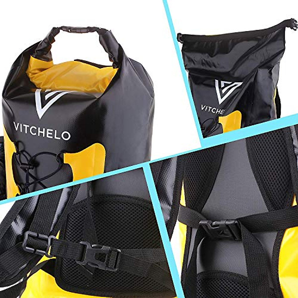 Vitchelo Waterproof Backpack Dry Bag for Women & Men - 30L Floating Storage Waterproof Bag with Phone Case - Lightweight Back Pack for Travel, Swimming, Boating, Kayaking, Hiking, Camping and Beach