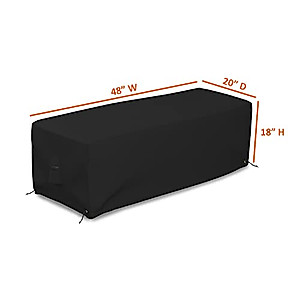 Covers & all Rectangular Fire Pit Cover, Made of 18 Oz Polyester Fabric with Waterproof & UV-Resistant Properties, Available with Sturdy Tie-downs (48" W x 20" D x 18" H Inches, Black)