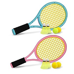 Tennis Racket Set for Children,17 Inch Racquet with 3 Soft Balls,1 Tennis Ball and 4 Badminton Balls for Toddler Indoor/Outdoor Sports