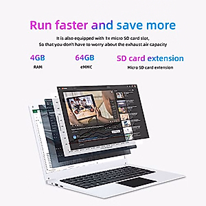 14.1'' Windows 11 Laptop, Intel Celeron N3450, 1920x1080 FHD IPS Display, Ultra Slim Notebook PC, with 4GB RAM 64GB EMMC, BT4.2, Work Study Computer