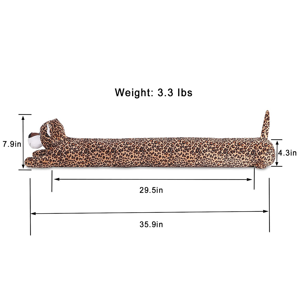 SANFERGE 36 Inch 3LB Heavy Duty Under Door Draft Stopper, Decorative Soundproof Door Draft Blocker, Energy Saving Draft Guard, Leopard Coffee