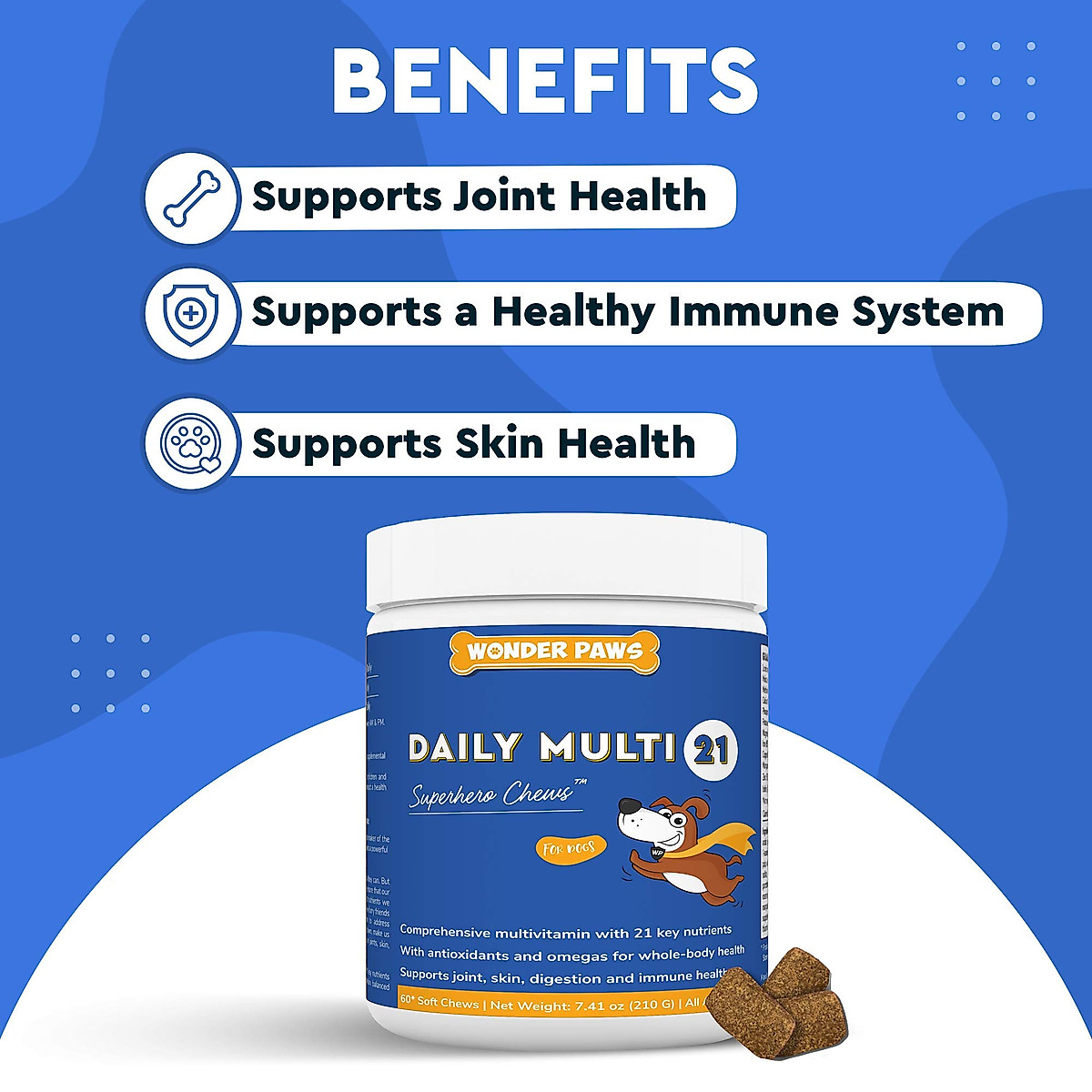 WONDER PAWS Omega Max Fish Oil Plus Daily Multivitamin Chews - for Dog Joint Health, Skin Moisture, Immune System Support & Daily Wellness - Omega Max 16 Ounces - Multivitamin 60 Chews