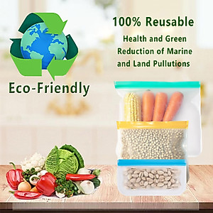 24Pcs Reusable Freezer Bags Food Storage Bags WLRGOOD Flat Silicone Bags Leakproof BPA Free Freezer Gallon/Lunch/Sandwich/Snack Reusable Storage Bags for Meat Fruit Veggies Travel Home Storagation