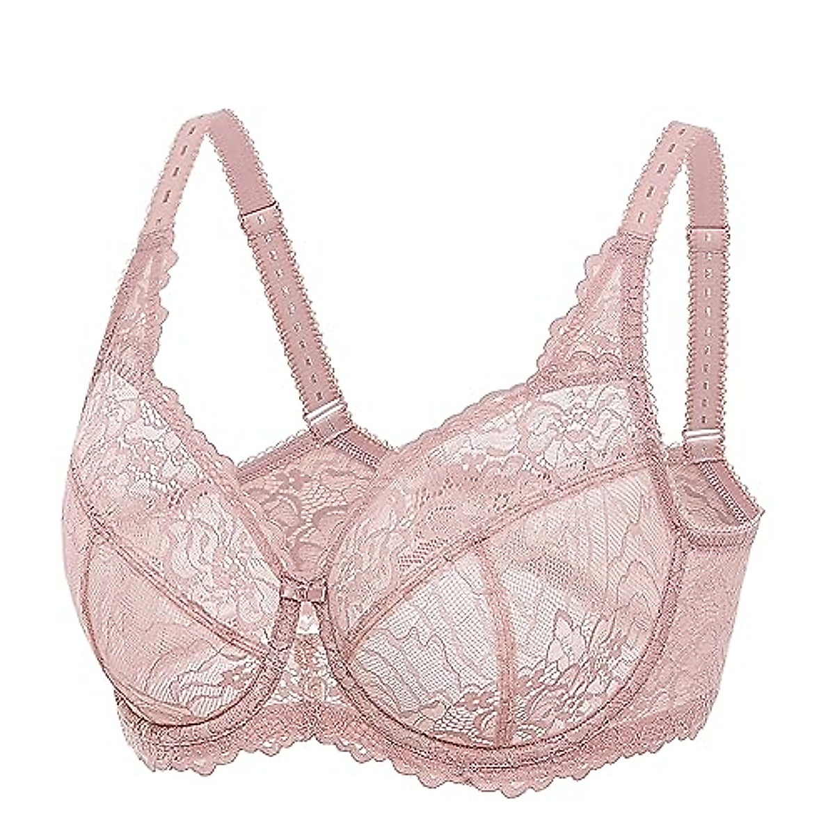 DELIMIRA Women's Plus Size Minimizer Bras Full Coverage Lace Unlined Underwire Bra B-K Cups Rose Smoked 40K