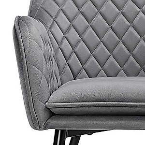 Yaheetech Dining Chairs Velvet Accent Armchairs Living Room Chairs with Steel Legs Upholstered Modern Tub Chairs with Backrest Armrest for Lounge Living Room Dining Room, Set of 6, Gray