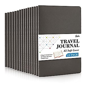 feela 16 Pack Soft Cover Journal Bulk, Lined Notebooks College Ruled for Work for Women Girl Writing, Blank Travel Journal Note Taking Notebook School Business Supplies, 8.2” x 5.5”, A5, Gray