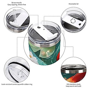 Japanese Fish Tumbler with Handle Travel Mug Water Bottle Tea Coffee Cup White-style