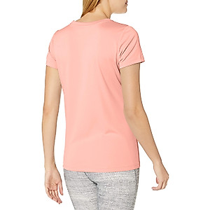 Under Armour Women's Tech C&s Jacquard Crew Neck Short Sleeve T-Shirt, Peach Frost (845)/Metallic Silver, X-Small