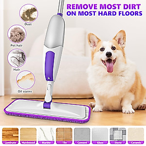 Microfiber Spray Mops for Floor Cleaning - SEVENMAX Floor Mop with 3 Washable Pads fit for Swiffer Powermop Dry Wet Mop for Wood Laminate Tile Ceramic Vinyl Flat Dust Mop for Hardwood Floor Cleaning