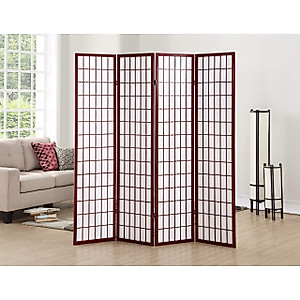 Roundhill Furniture Oriental Shoji 4 Panel Screen Room Divider, Natual