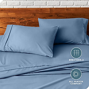 Bare Home Microfiber Pillow Cases - Standard/Queen Size Set of 2 - Cooling Pillowcases - Double Brushed - Coronet Blue Pillowcases 2 Pack - Easy Care (Standard Pillowcase Set of 2, Coronet Blue)