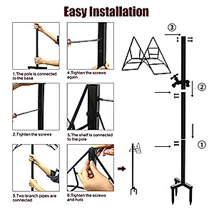 Artigarden Outdoor Hose Holder Stand with Brass Spigot Faucet - Freestanding Metal Water Pipe Extension Hanger Stake Heavy Duty Storage Organizer for Garden Lawn & Backyard